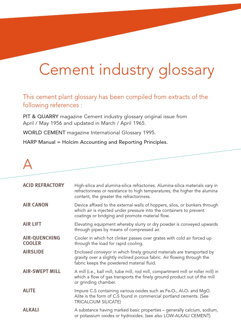 Cement Industry Glossary | PDF