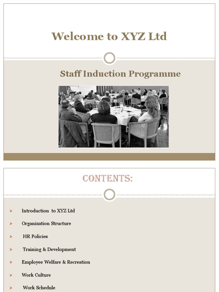 Welcome To XYZ LTD: Staff Induction Programme | PDF | Career & Growth ...
