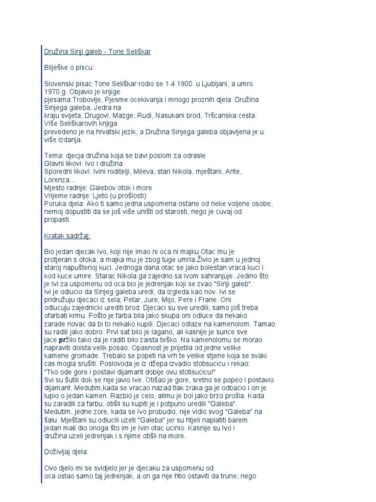 Druzina Sinji Galeb | PDF