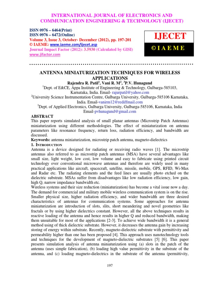 Antenna Miniaturization Techniques For Wireless Applications Pdf