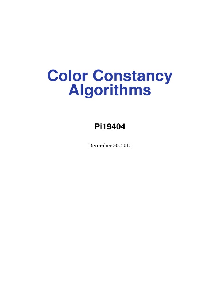 A Detailed Descriptions and Results For Different Color Constancy Algorithms | PDF | Artistic ...