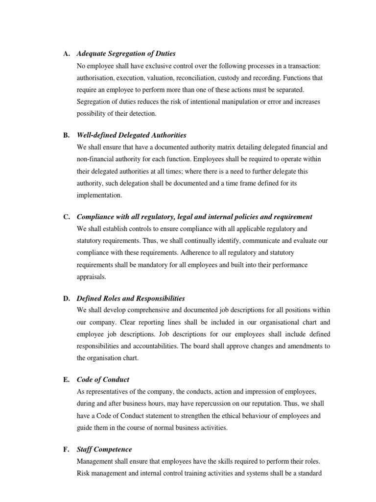 Adequate Segregation of Duties | Employment | Risk