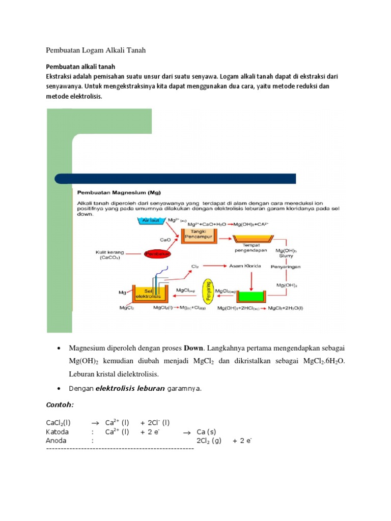 Proses Pembuatan Logam Alkali Tanah | PDF