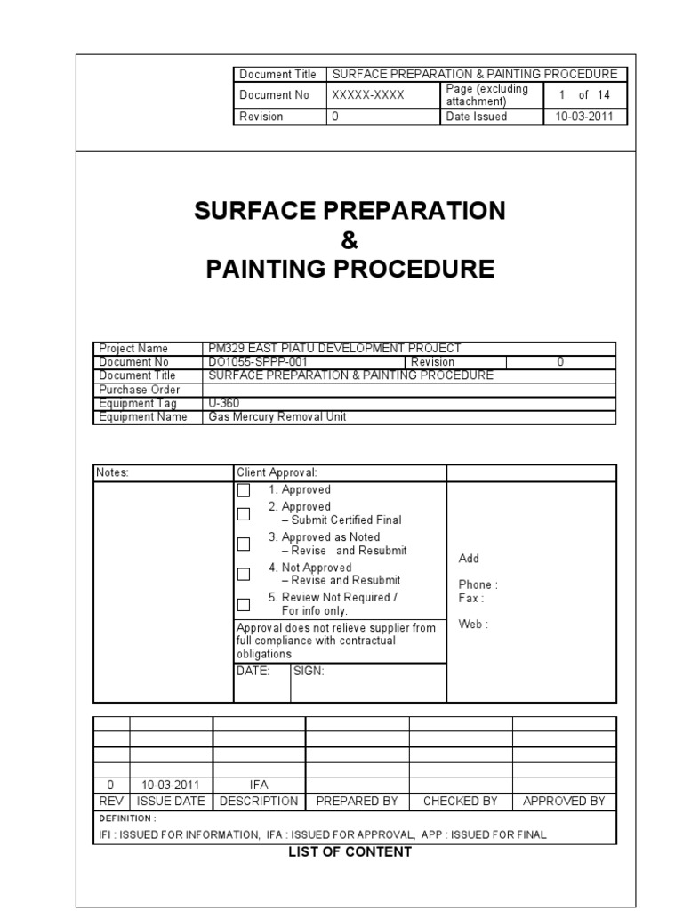 Painting Procedure Template | PDF