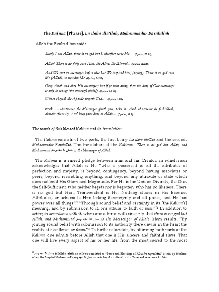 Iman (Faith) - The Kalima | PDF | Muhammad | Prophets And Messengers In Islam
