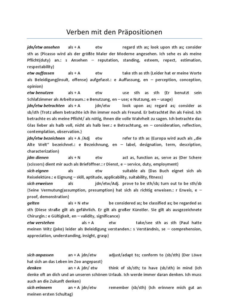 German Verbs With Prepositions | PDF