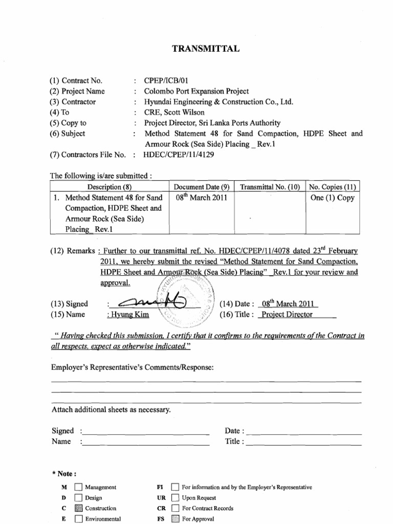 4129 Method Statement 48 For Sand Compaction, HDPE Sheet & Armour Rock ...