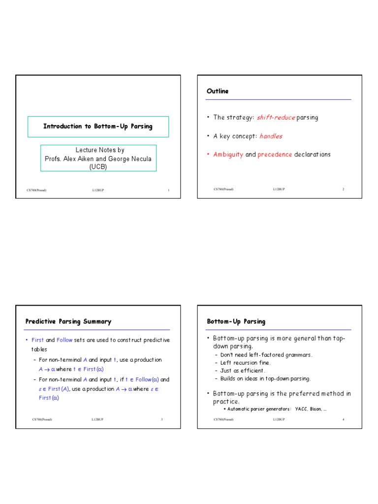 Intro To Bottom-Up Parsing | PDF | Parsing | Algorithms And Data Structures