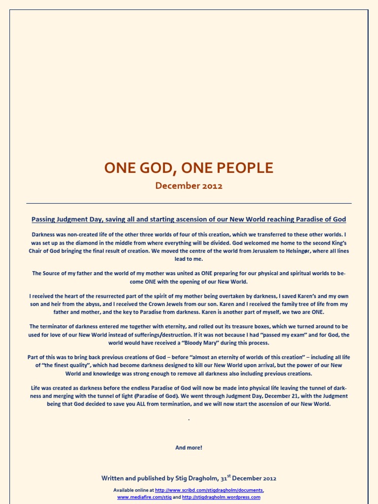 One God One People December 2012 | PDF | Last Judgment | Heaven