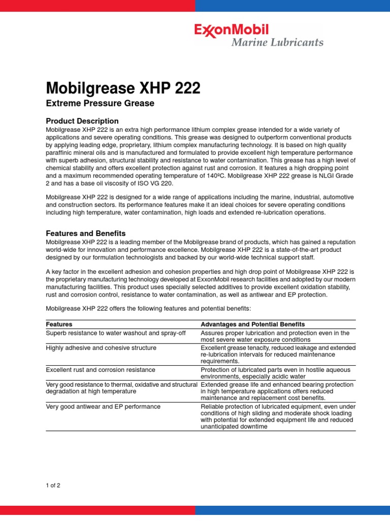 Mobil Grease X HP 222 | PDF | Exxon Mobil | Materials