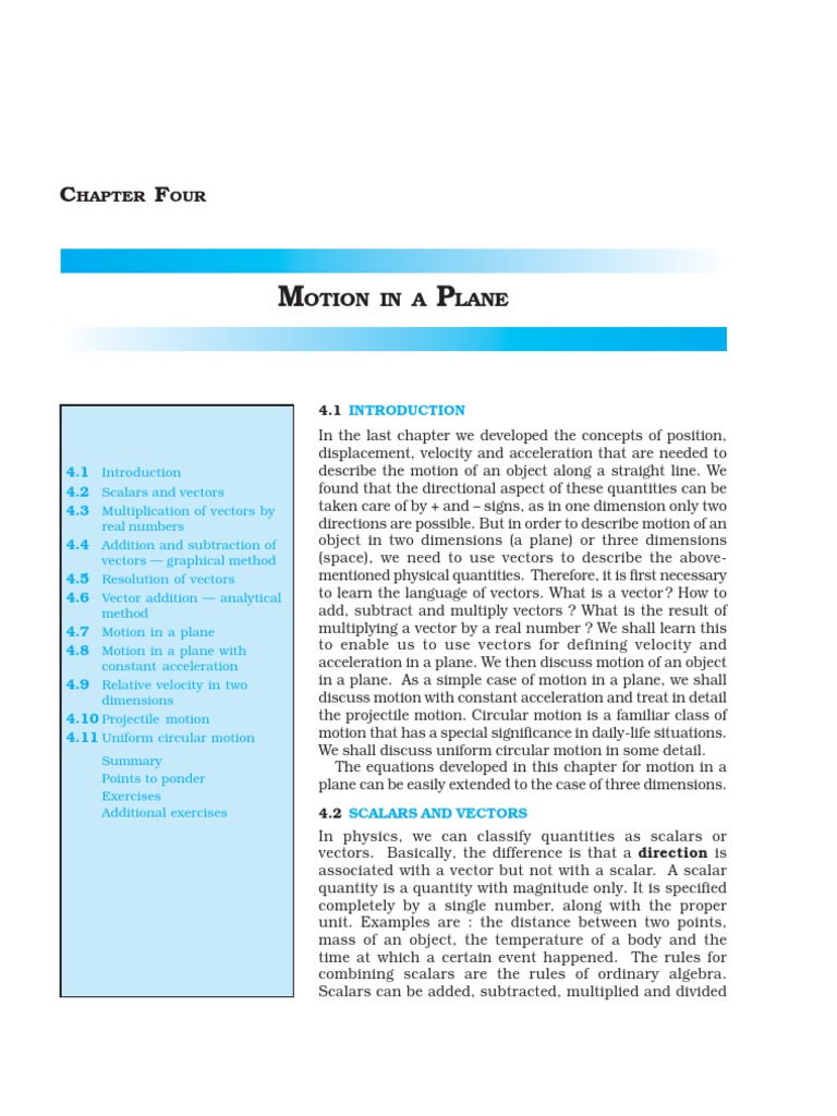 Motion in A Plane PDF | PDF | Acceleration | Euclidean Vector Motion in A Plane PDF | PDF | Acceleration | Euclidean Vector