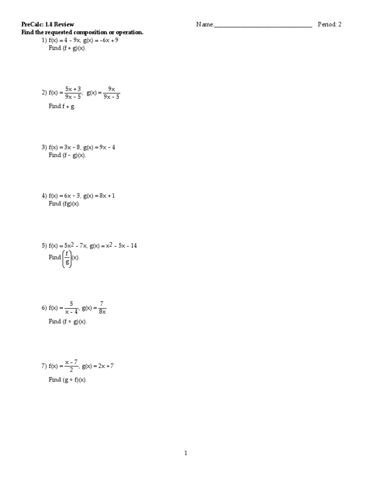 Precalc Functions 1.4 Review | PDF | Teaching Methods & Materials ...
