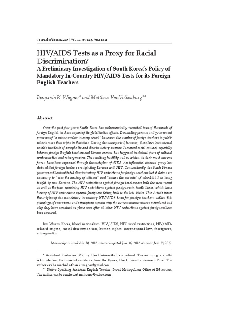 HIV/AIDS Tests As A Proxy For Racial Discrimination? | PDF | South ...
