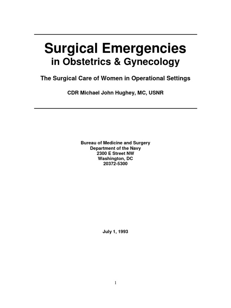 Surgical Emergencies in Obstetrics and Gynecology | PDF