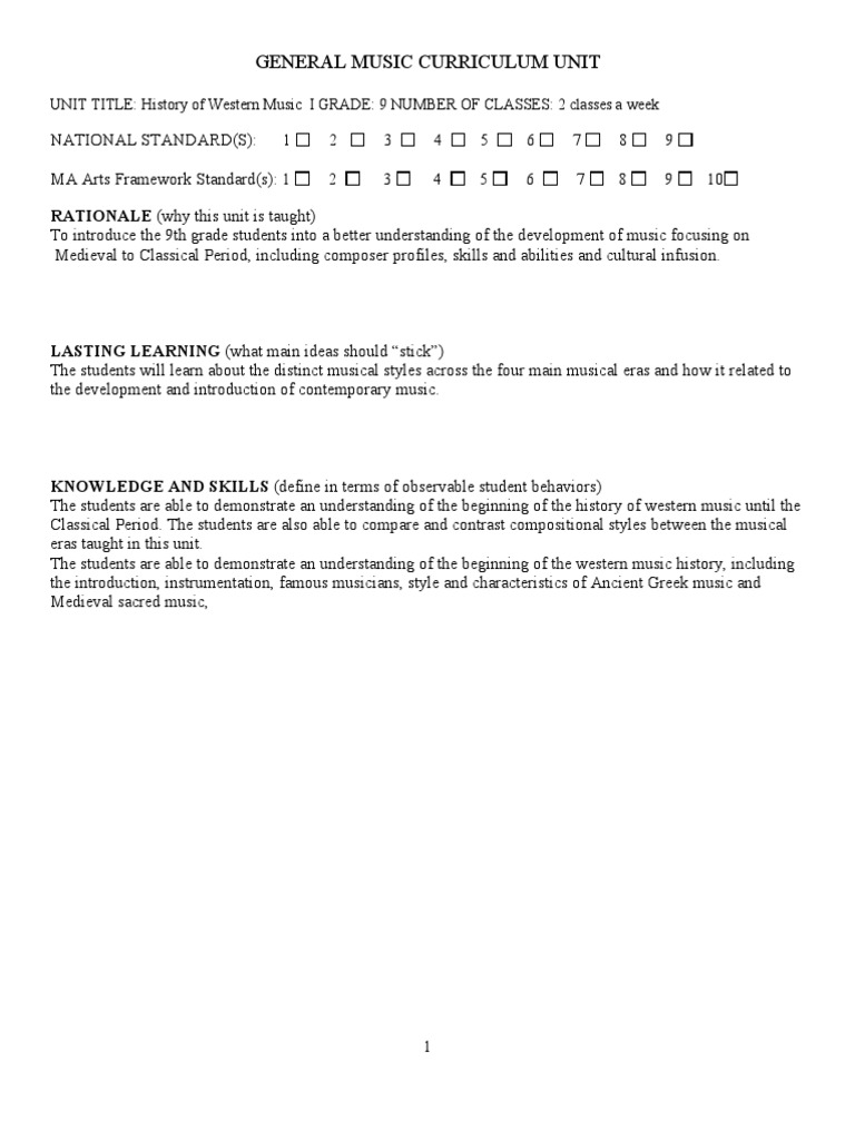History of Western Music Curriculum | PDF | Baroque Music | Classical ...