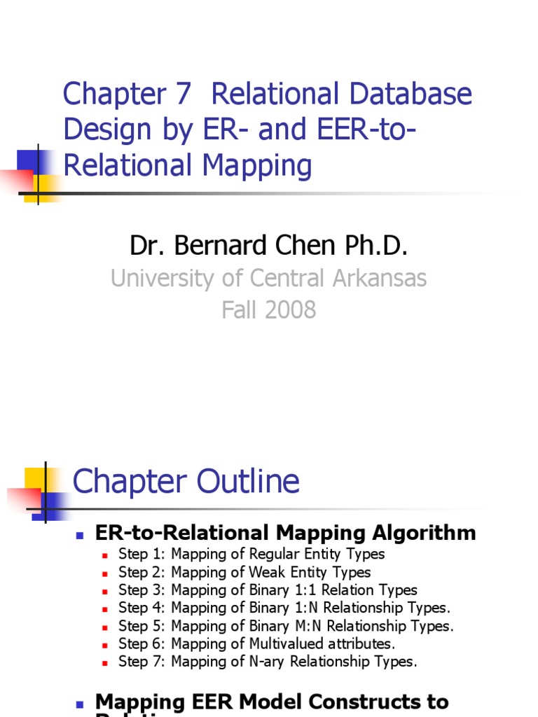 Relational Database Design by ER - and EER-to-Relational Mapping | PDF ...