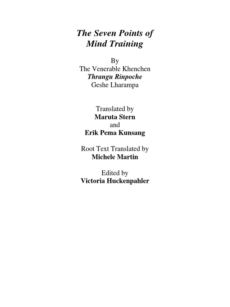 Seven Points of Mind Training | PDF | Mahamudra | Karma