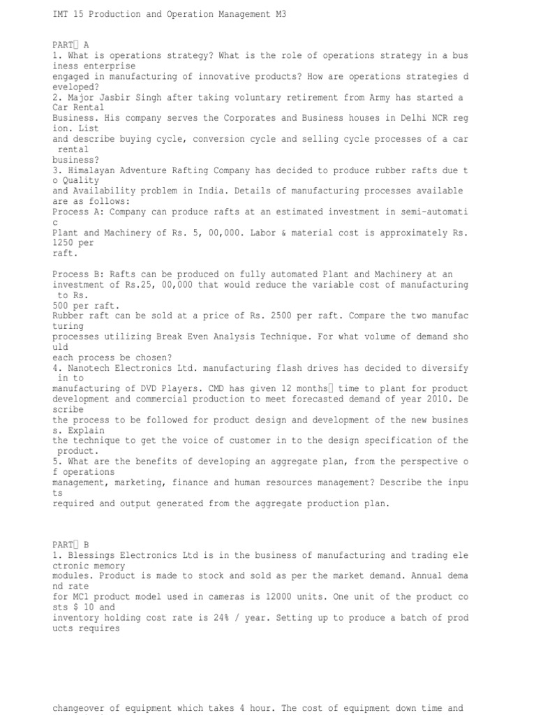IMT 15 Production and Operation Management M3 | PDF | Operations ...