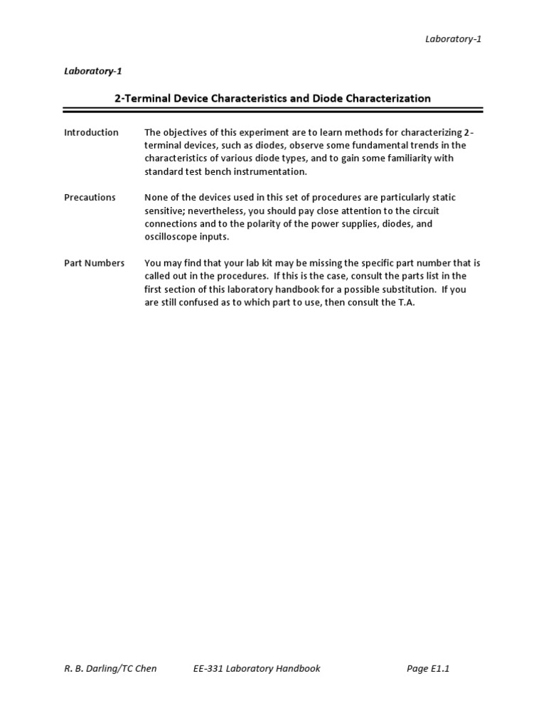 EE331 Lab 1 v2 | PDF | Diode | Light Emitting Diode