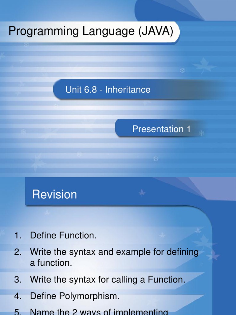 Topic 3 Part 3 1 Pdf Inheritance Object Oriented Programming Class Computer Programming