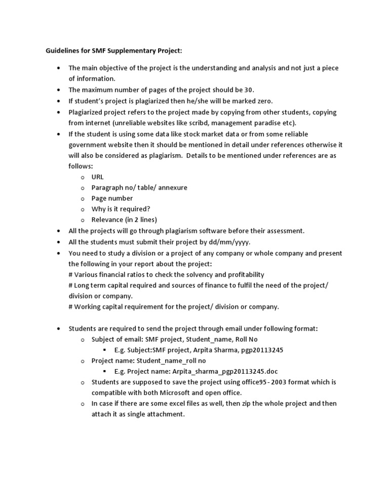 SMF Project Submission Guidelines | PDF