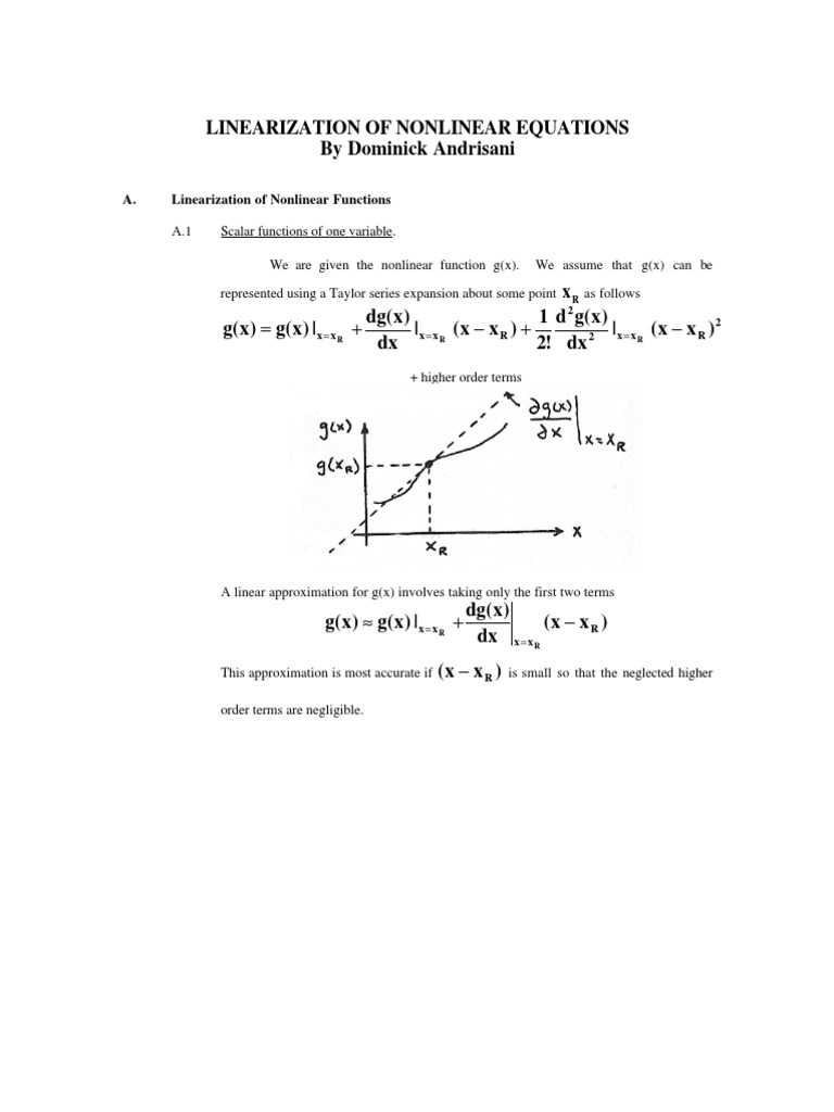 Linearization of Nonlinear Equations by Dominick Andrisani | PDF | Stability Theory | Nonlinear ...