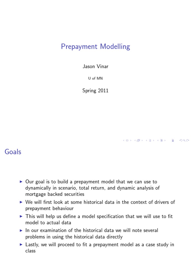 Prepayment Modelling | PDF | Prepayment Of Loan | Mortgage Backed Security