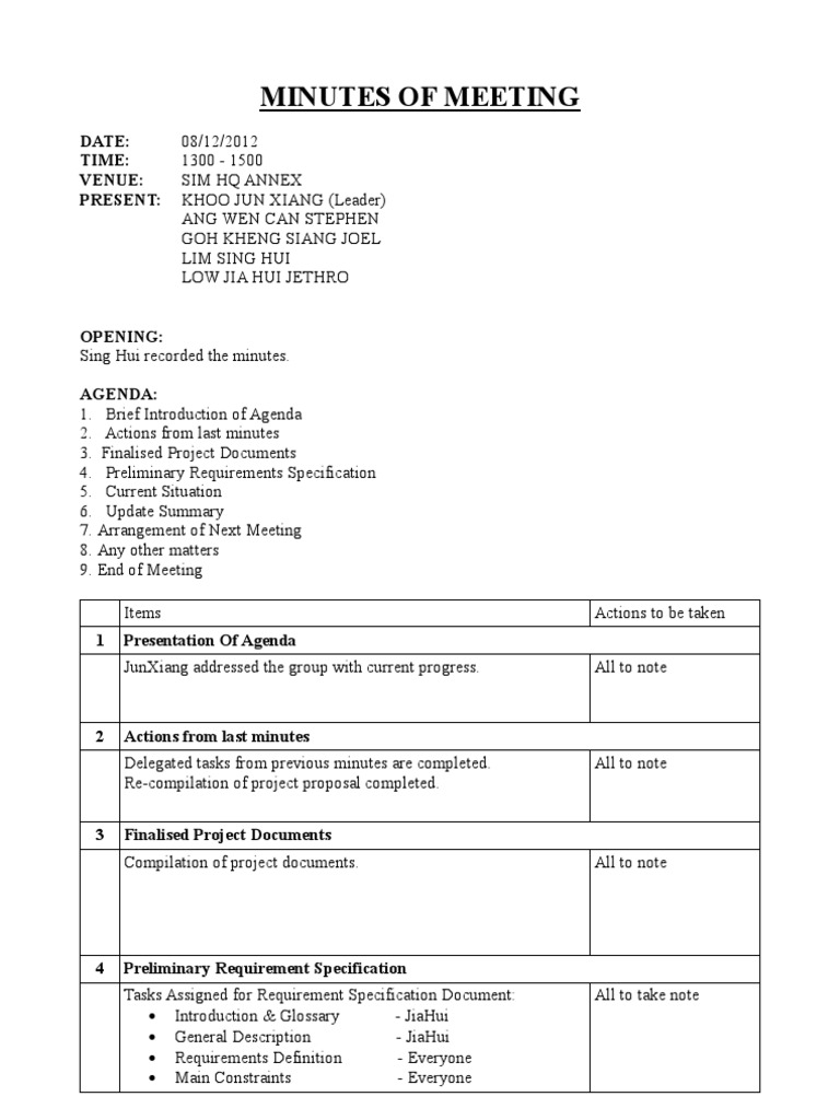 Meeting Minutes 08dec2012 | Specification (Technical Standard) | Technology