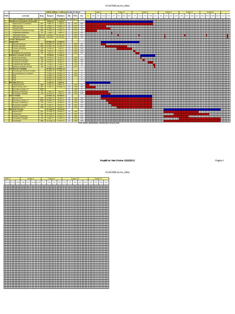 Exemplu de Grafic Executie Tip Gantt | PDF
