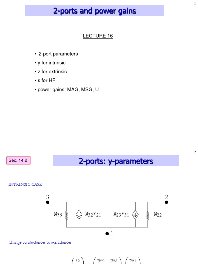 Understanding 2-Port Parameters and Gains | PDF