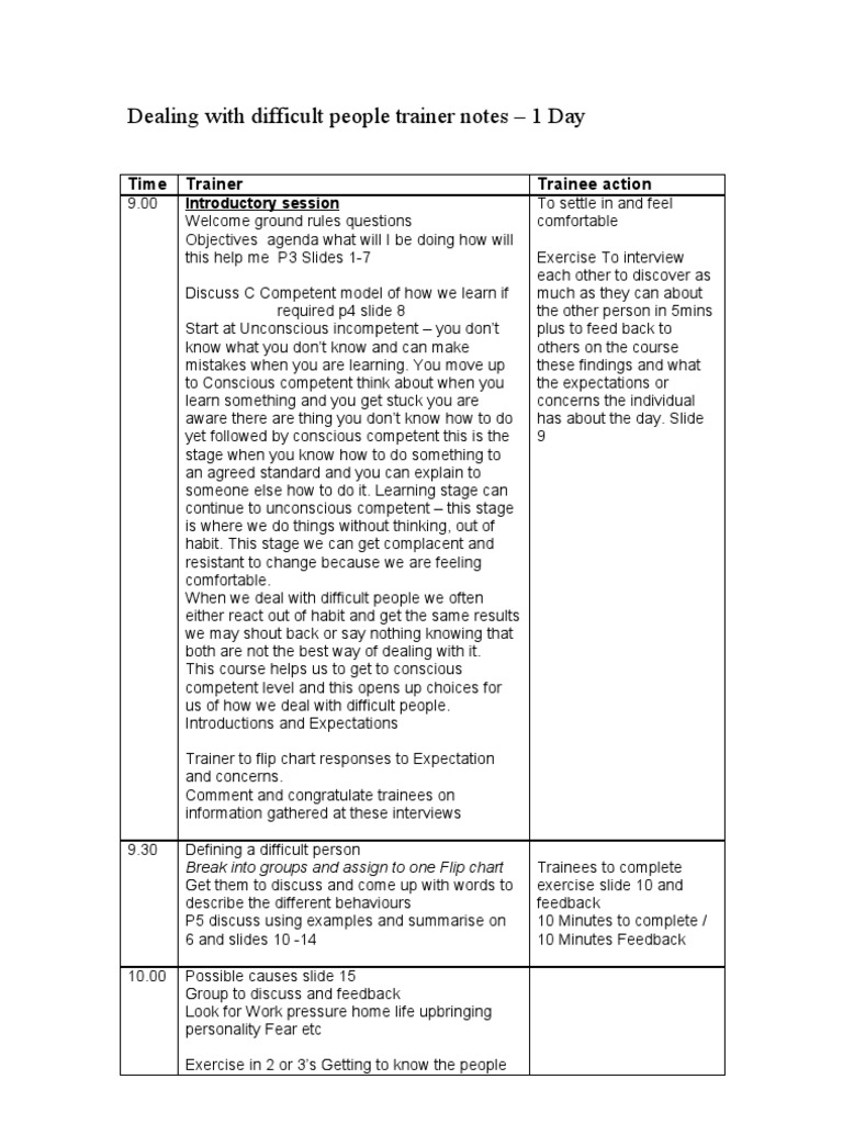 Dealing With Difficult People Trainer | PDF | Consciousness | Thought