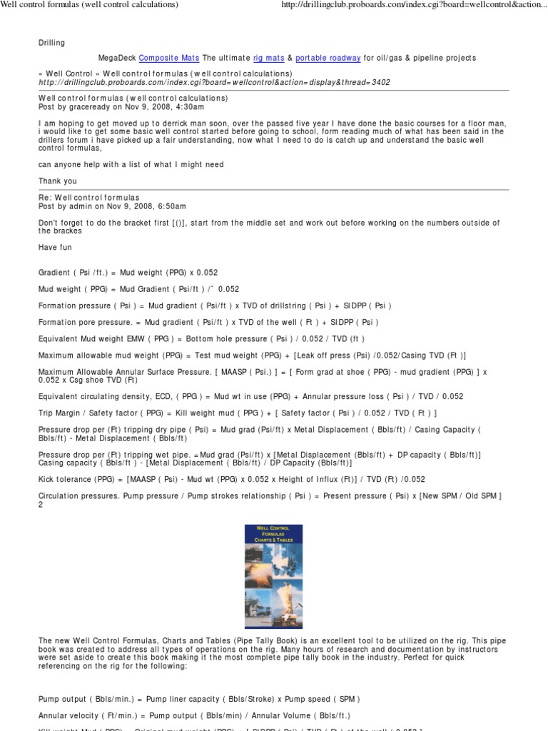 Well Control Formulas (Well Control Calculations) | PDF | Geotechnical ...