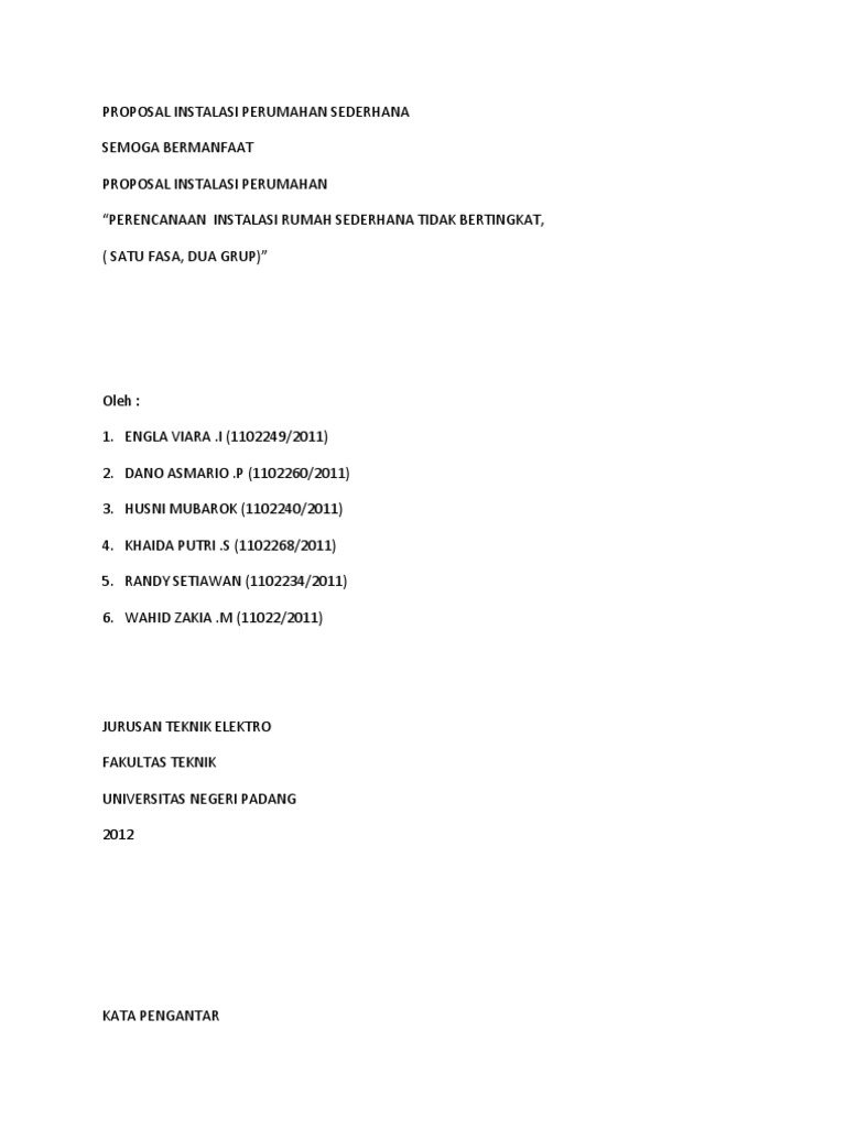 Proposal Instalasi Perumahan Sederhana | PDF