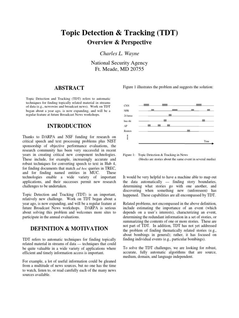 Topic Detection and Tracking (TDT) Overview & Perspective | PDF ...