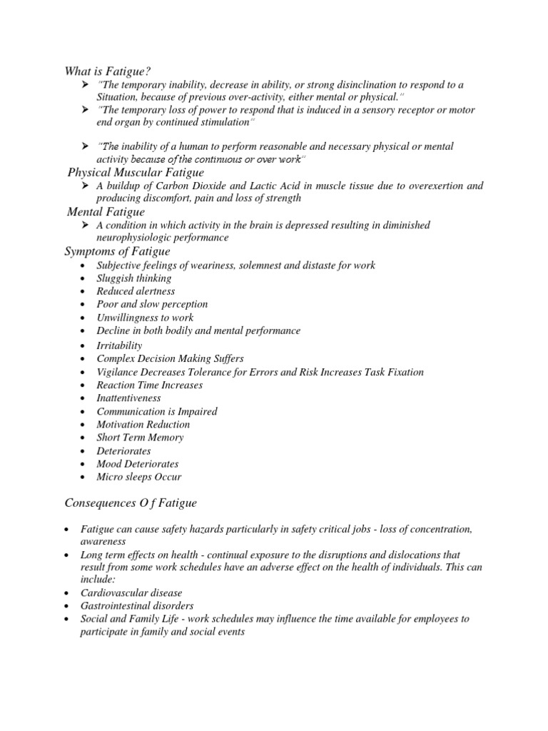 Fatigue | PDF | Shift Work | Fatigue (Medical)