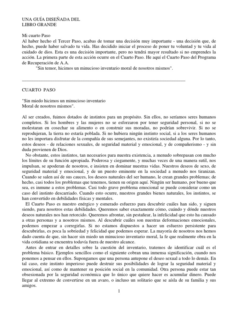Cuarto Paso Libro Grande Alcoholicos Anonimos | PDF