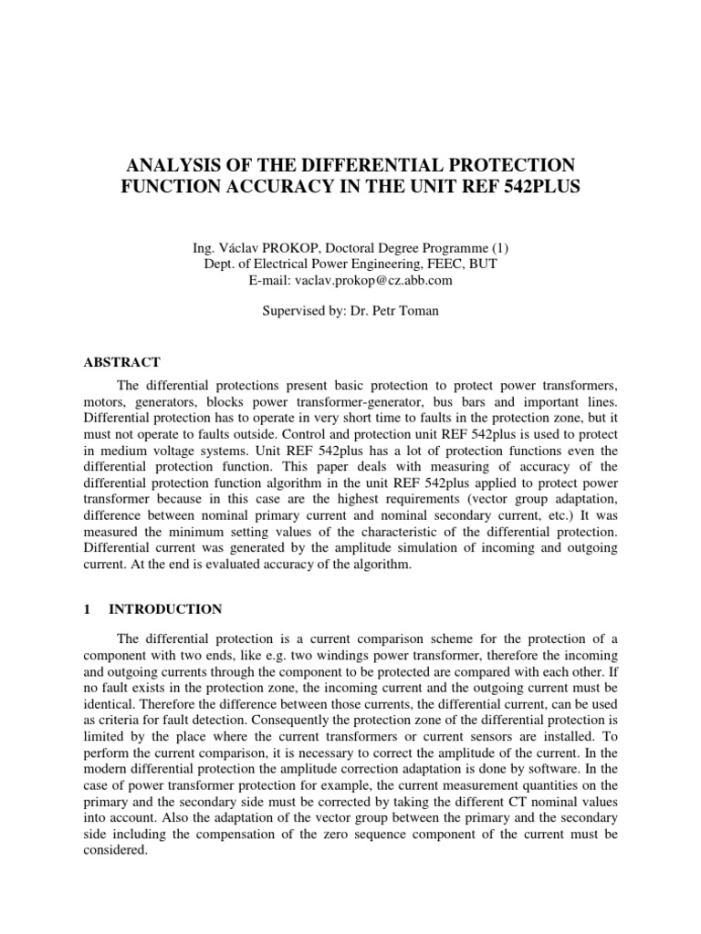 Analysis of The Differential Protection | PDF | Production Function ...