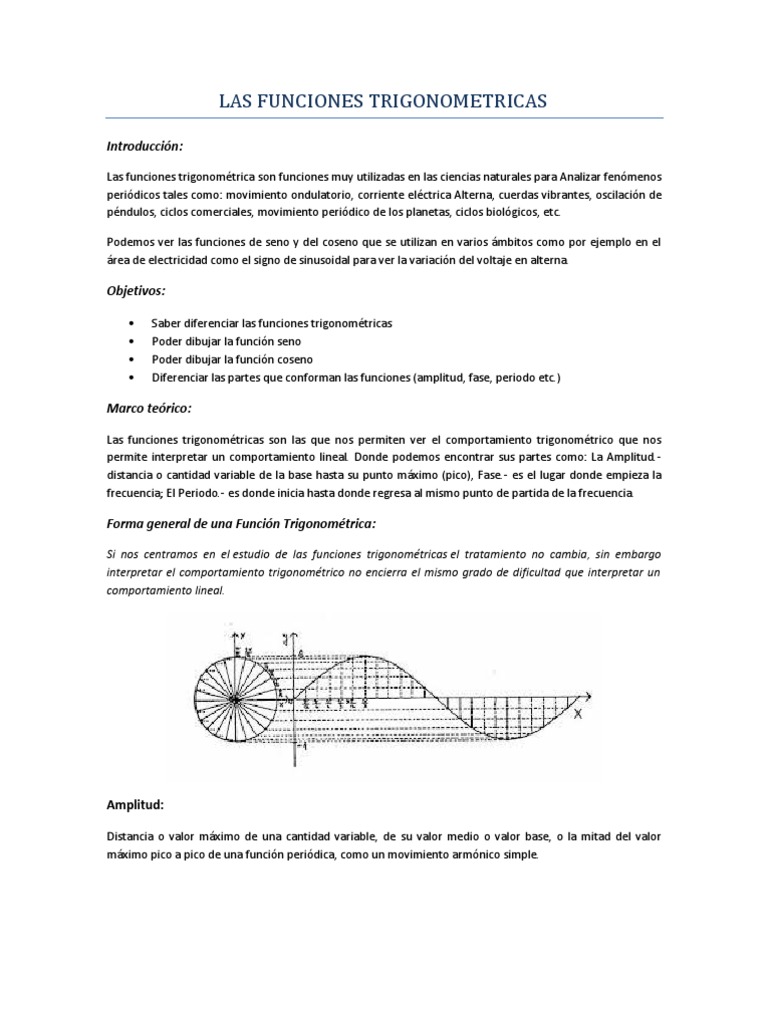 Las Funciones Trigonometricas | Descargar gratis PDF | Trigonometría | Funciones trigonométricas