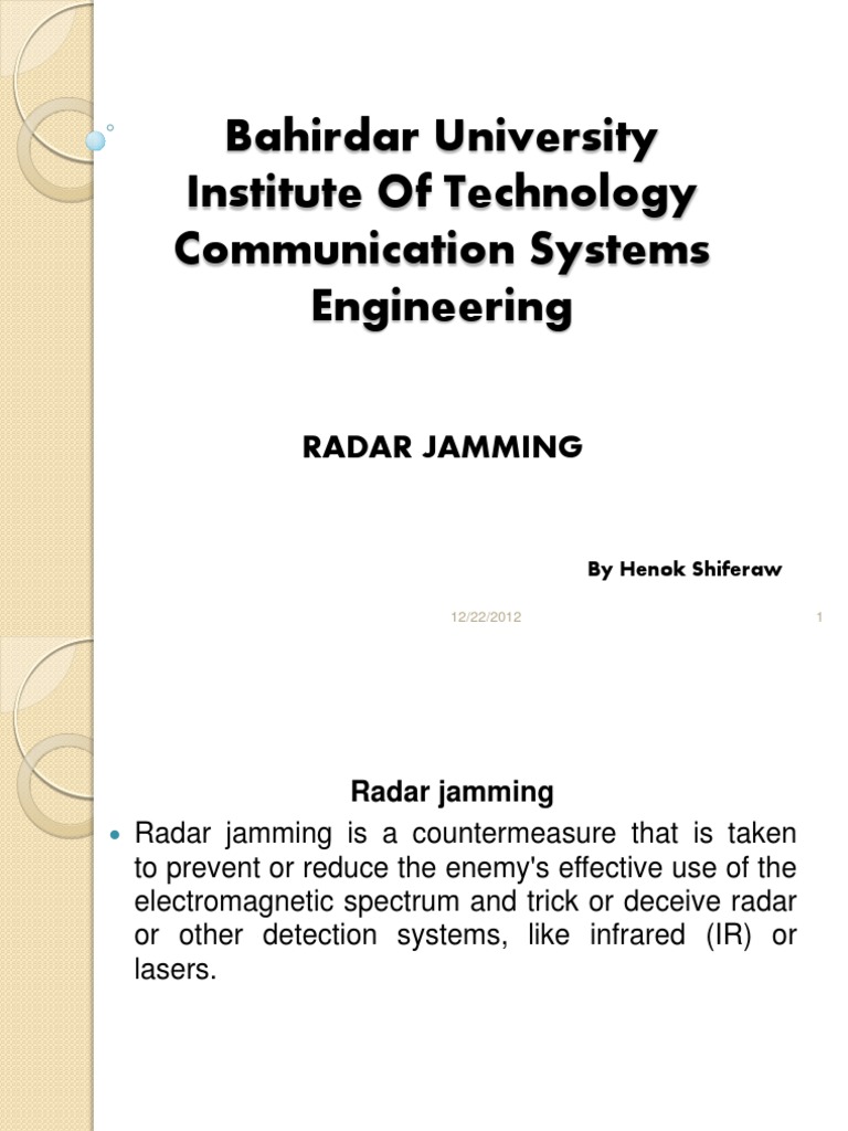 Radar Jamming | PDF | Radar | Signal To Noise Ratio