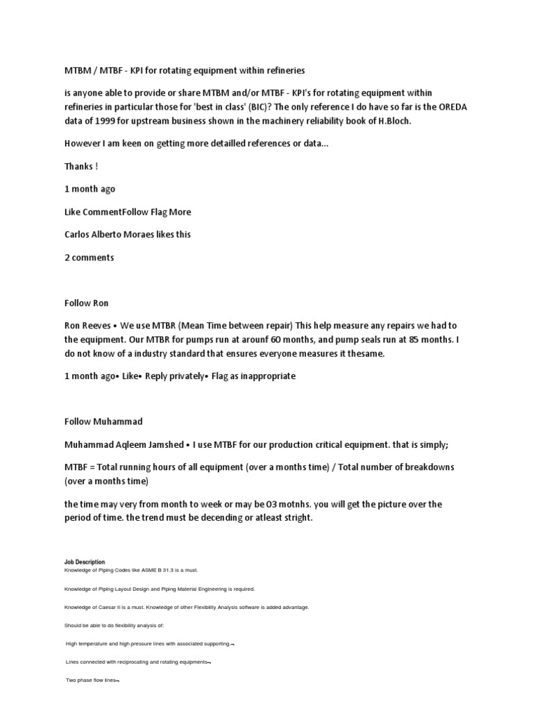 MTBF and MTBR | PDF | Reliability Engineering | Pump