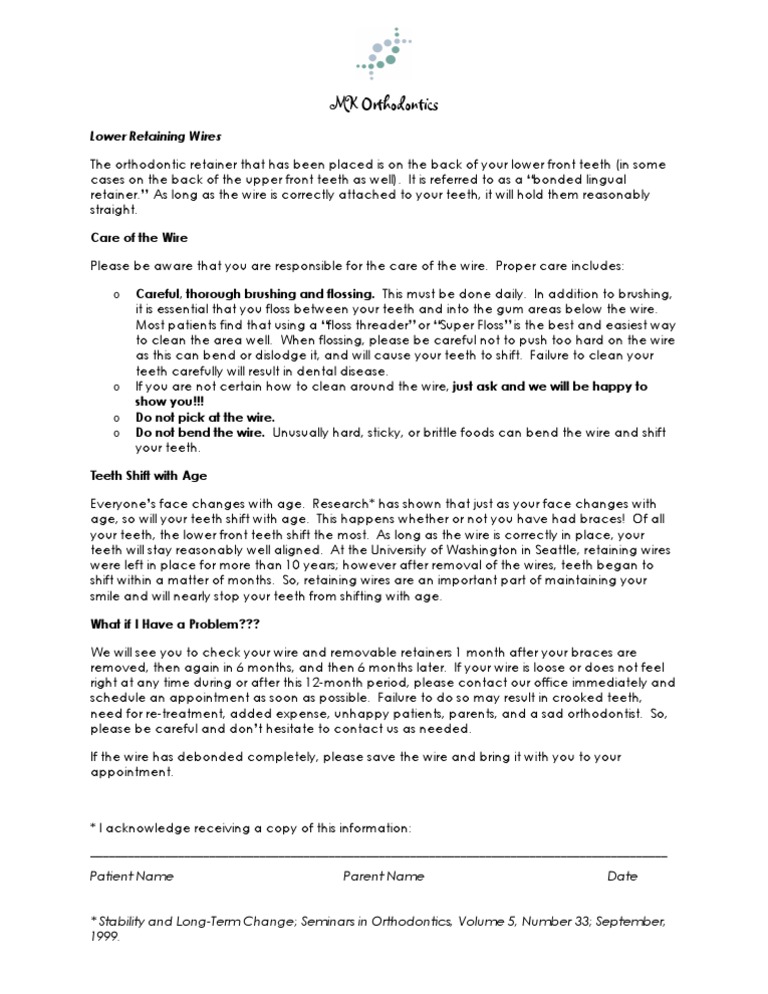 Bonded Retainer Informed Consent | PDF | Medicine | Health Sciences