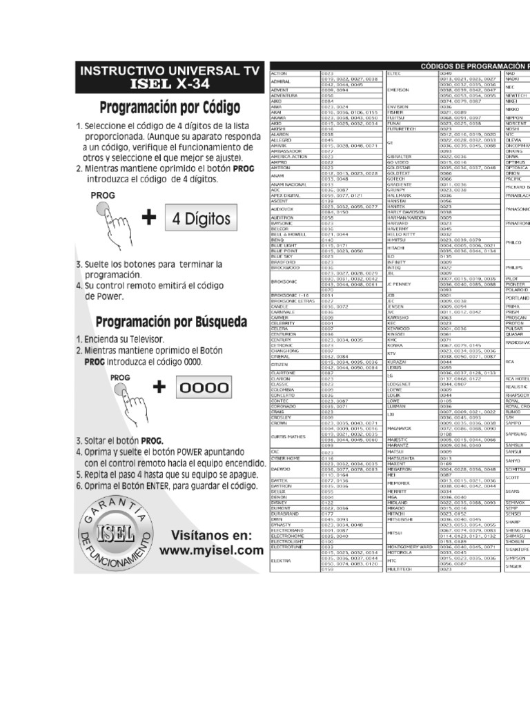 Codigos de Control Universal ISEL | PDF