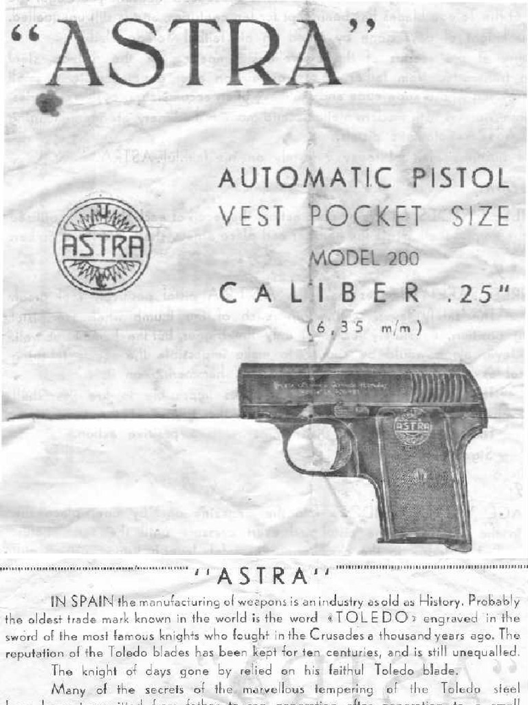 Astra 200 Operators Manual | PDF | Firearm Components | Components