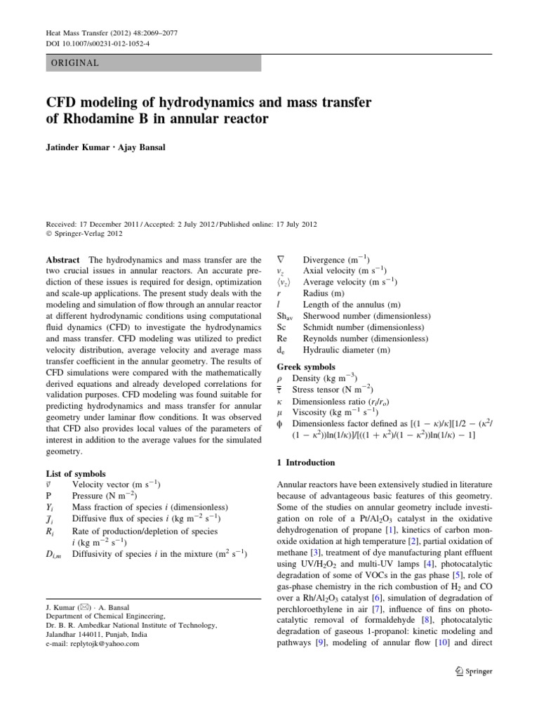 CFD Modelling | PDF | Computational Fluid Dynamics | Diffusion