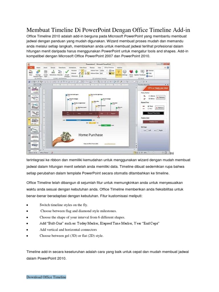 Membuat Timeline Di PowerPoint Dengan Office Timeline Add | PDF | Komputer