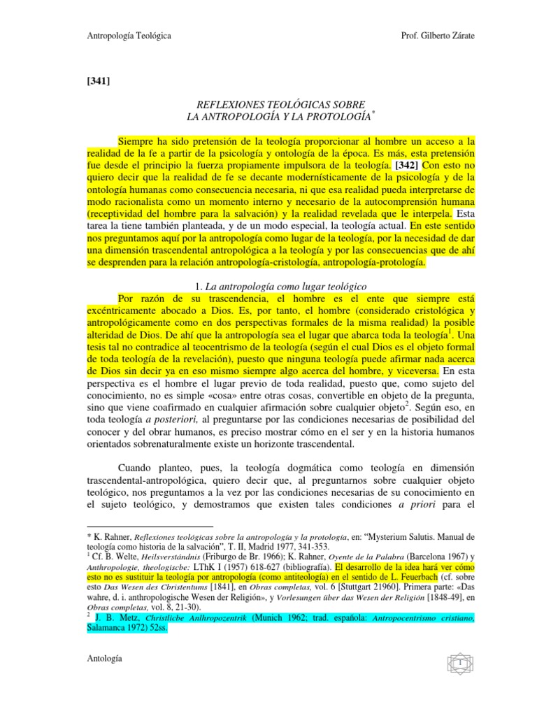 Reflexiones Teologicas Sobre La Antropologia y La Protologia - Karl Rahner | PDF | Gracia divina ...