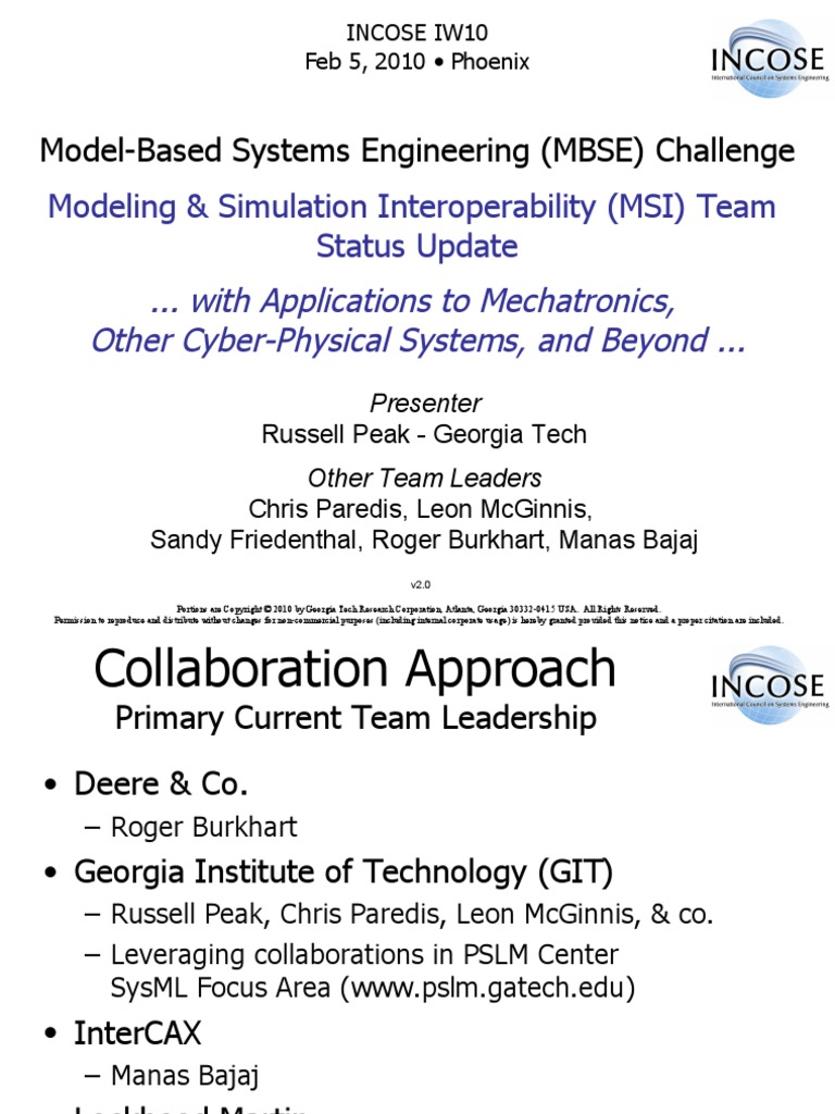 Model-Based Systems Engineering (MBSE) Challenge: Modeling & Simulation Interoperability (MSI ...