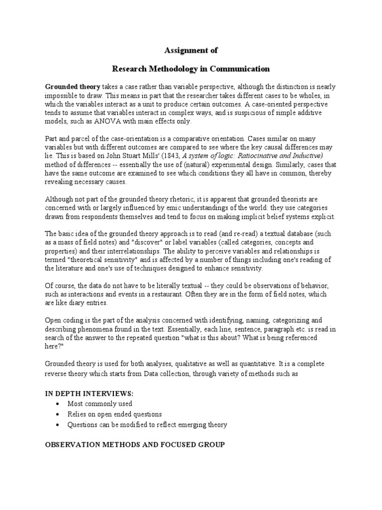 Assignment of Research Methodology in Communication | PDF | Causality | Theory
