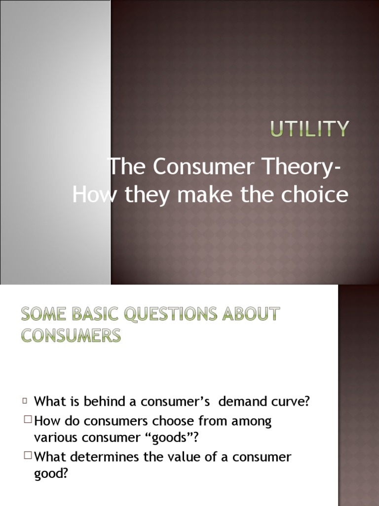 Consumer Theory Explained | PDF | Utility | Scientific Theories