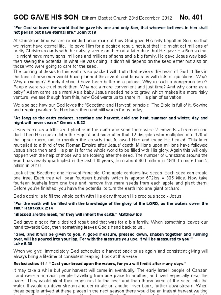 God Gave His Son | PDF | Eternal Life (Christianity) | Jesus